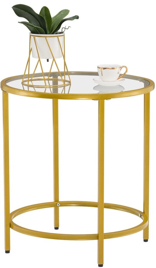 LivEditor Simple Single Layer Round Frame Glass Surface Coffee Table ...