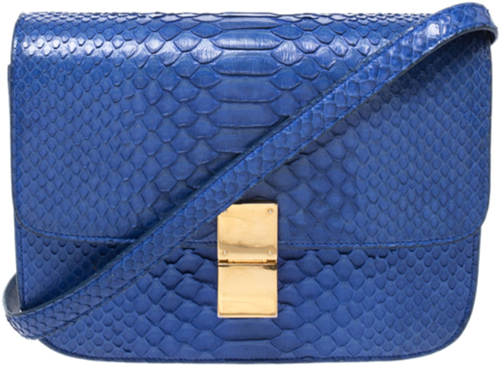 Celine Blue Python Medium Classic Box Shoulder Bag - ShopStyle