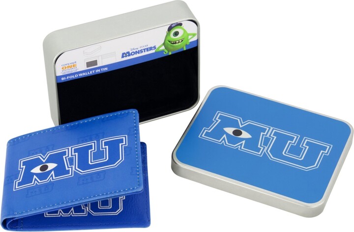 Disney Pixar Monsters Mu Logo Aop Bifold Wallet, Slim Wallet with Decorative Tin for Men and ...