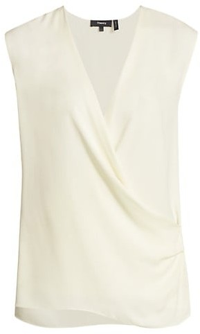 Theory Draped Silk Shell Top - ShopStyle