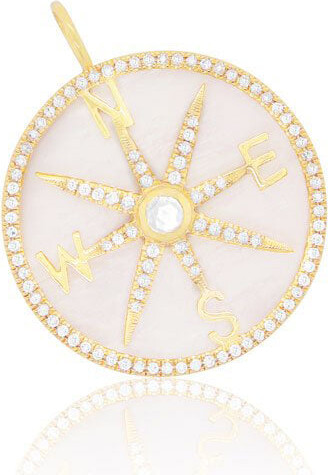 The Lovery Mother of Pearl and Diamond Halo Compass Charm - ShopStyle