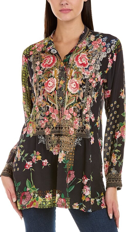 Johnny Was Rose Nephele Silk Tunic - ShopStyle Tops
