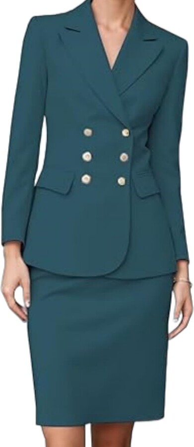 KAMISIGA Woman 's Professional Skirt Suit Set 2 Piece Formal Occasion ...