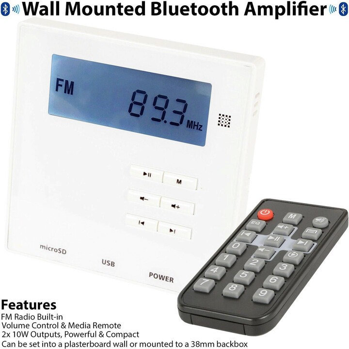 Loops Wall Mounted Mini Bluetooth Amplifier & Black Wall Speakers Kit ...