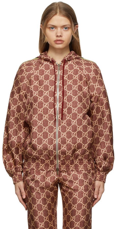 Gucci Burgundy Silk GG Supreme Jacket - ShopStyle