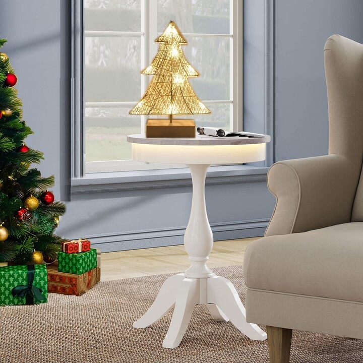 EPOWP End Side Table with LED Lights, Bedside Nightstand Coffee ...