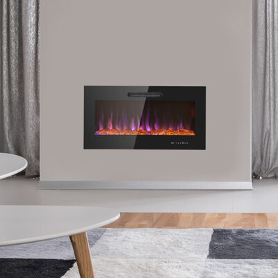 Symple Stuff Antilles LED Recessed Wall Mounted Electric Fireplace ...