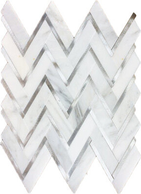 Belluno Designs Luna 1" x 3" Marble Herringbone/Chevron Mosaic Wall ...