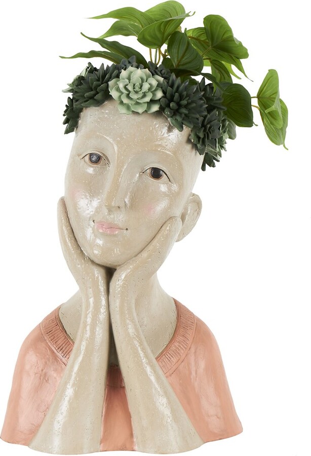 Peyton Lane Woman Bust Planter With Succulent Crown - ShopStyle Garden ...
