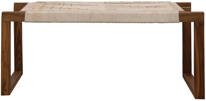 Storied Home Teak Wood & Woven Cotton Rope Bench - ShopStyle
