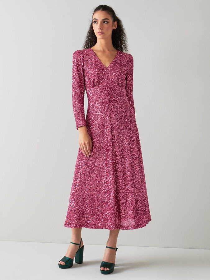 LK Bennett Gabrielle Sequin Midi Dress - ShopStyle