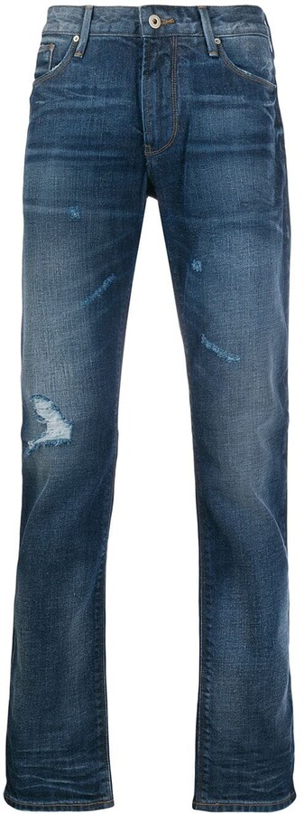 Emporio Armani Ripped Slim-Fit Jeans - ShopStyle
