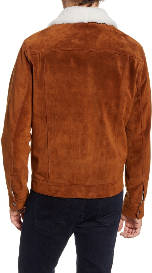 Frame Genuine Shearling Suede Trucker Jacket - ShopStyle