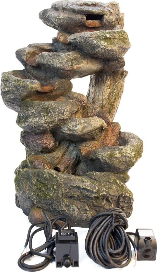 Primrose Rock Effect Cascading Water Feature Waterfall with Lights 55cm ...