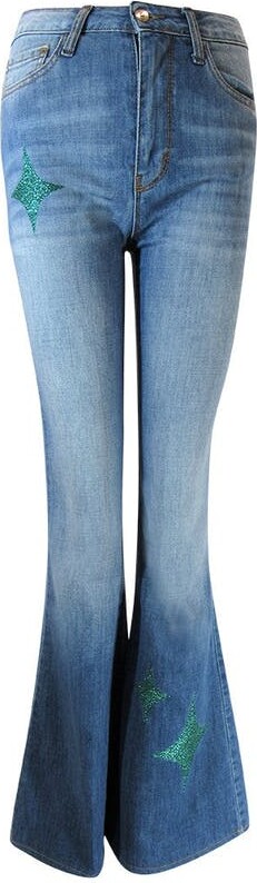 Designing Hollywood Denim Emerald Jean With Glitter Star - Green ...