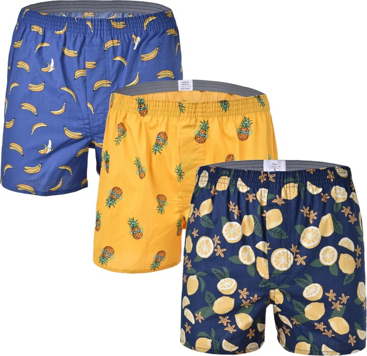 CINVIK Mens Boxer Shorts Funny Boxers Sleep Short Plaid Cotton Loose ...