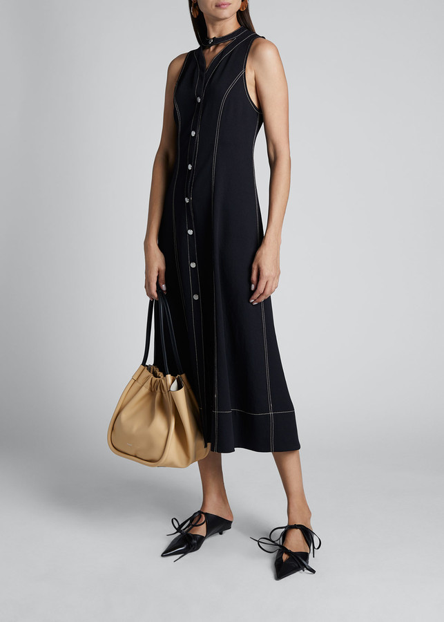 Proenza Schouler White Label Rumpled Pique Button-Front Midi Dress ...