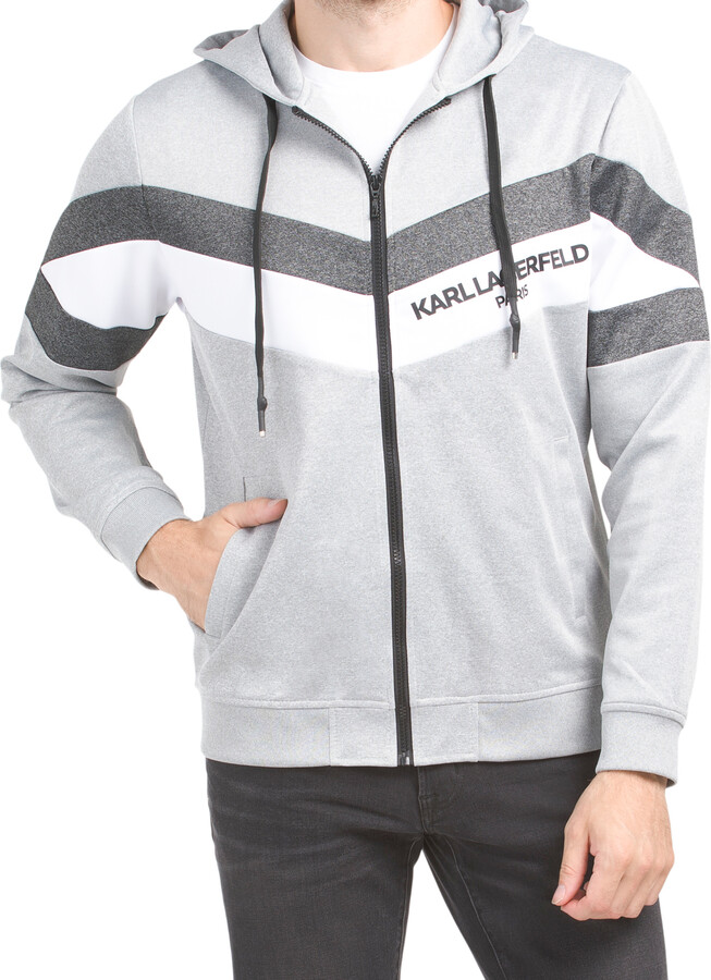 Karl Lagerfeld Paris Chevron Heathered Track Jacket - ShopStyle