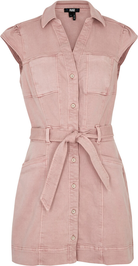 Paige Jaxsyn Stretch-Denim Mini Dress, Mini Dress, Light Pink, Faded ...