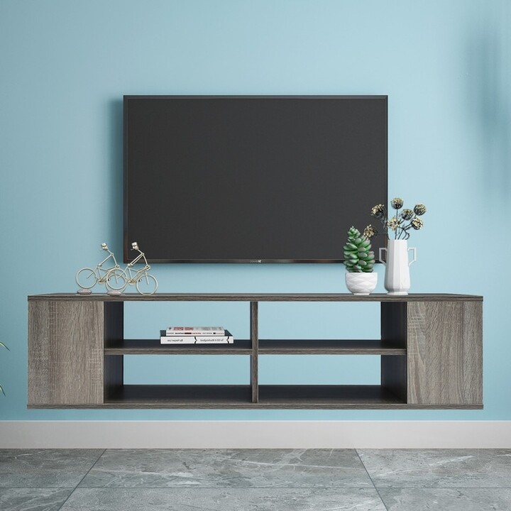 NOVABASA Wall-mounted TV, floating TV, Media control table, Mid-century Modern Farmhouse ...