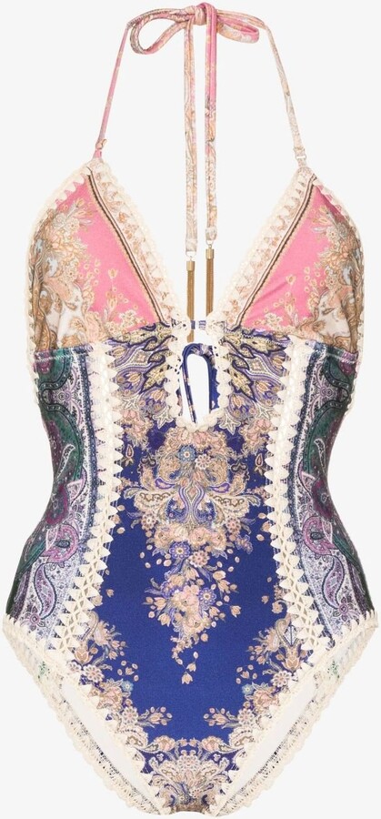 Zimmermann Blue Anneke Crochet-Trim Swimsuit - ShopStyle