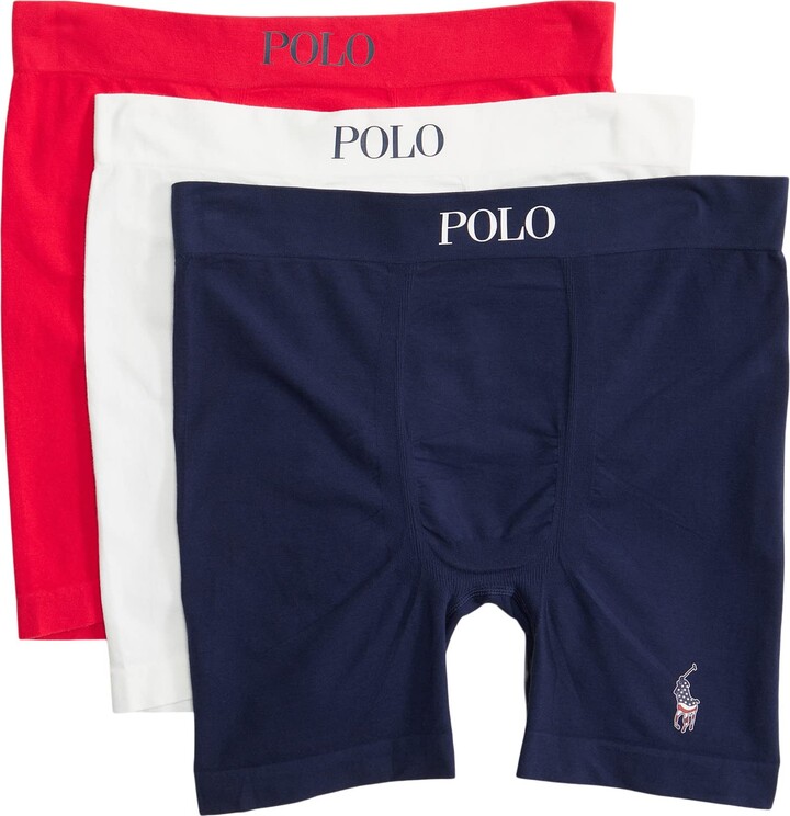 Polo Ralph Lauren Freedom FX: Seam Boxer Brief 3-Pack (White/RL2000 Red ...