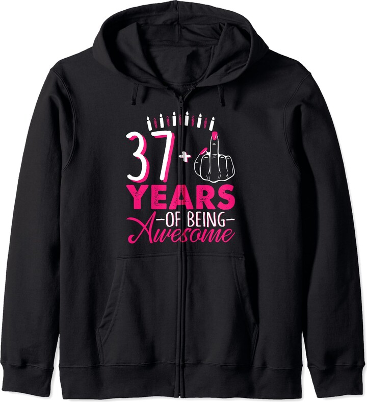 Funny Women's 37th Birthday Store I Am 37 Plus 1 Middle Finger 37th ...