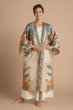 Powder Trailing Wisteria Kimono Gown In Coconut - ShopStyle Casual Jackets