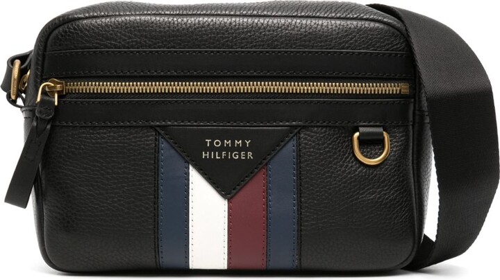 Tommy Hilfiger Logo-Stamp Pebbled Leather Messenger Bag - ShopStyle