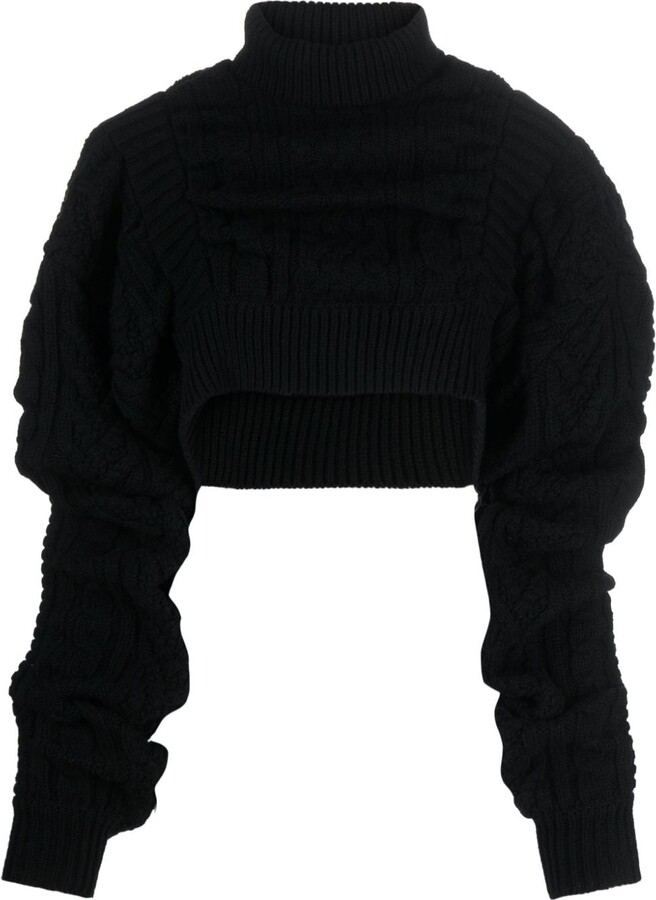 Noir Kei Ninomiya Cable-Knit Cropped Wool Jumper - ShopStyle Sweaters