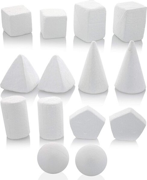 Bright Creations 14 Piece White Geometric Foam Shapes for Kids Crafts ...