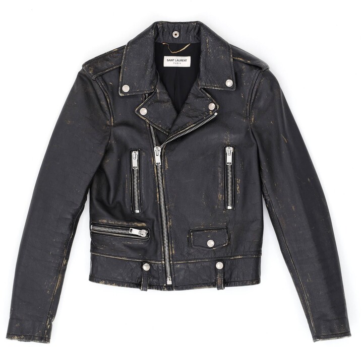 Saint Laurent Women's L01 Biker Jacket Distressed Leather - ShopStyle