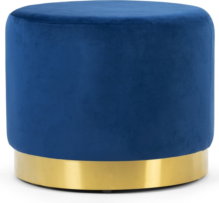Silver Orchid Corday Large Velvet Round Footstool Ottoman - ShopStyle