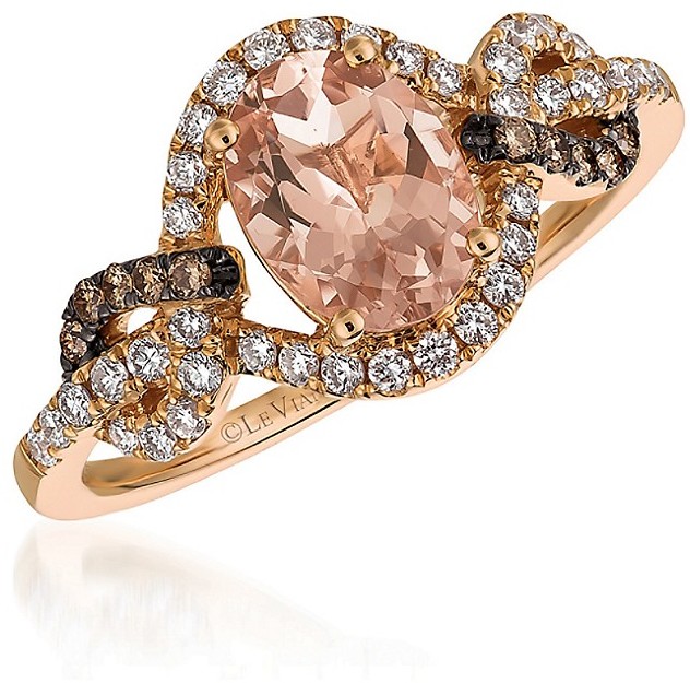 LeVian 14K Strawberry Gold, Peach Morganite, Chocolate Diamonds Vanilla ...