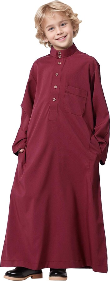 Vhersily Arabic Kaftan Muslim Boys Robes Children Long Sleeve Islamic ...