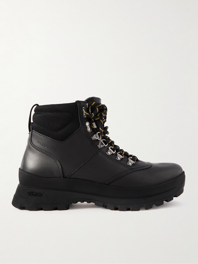 Belstaff Scramble Mesh-Trimmed Leather Lace-Up Boots - ShopStyle