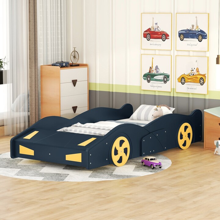 Race Car-Shaped Platform Bed with Wheels and Storage - ShopStyle