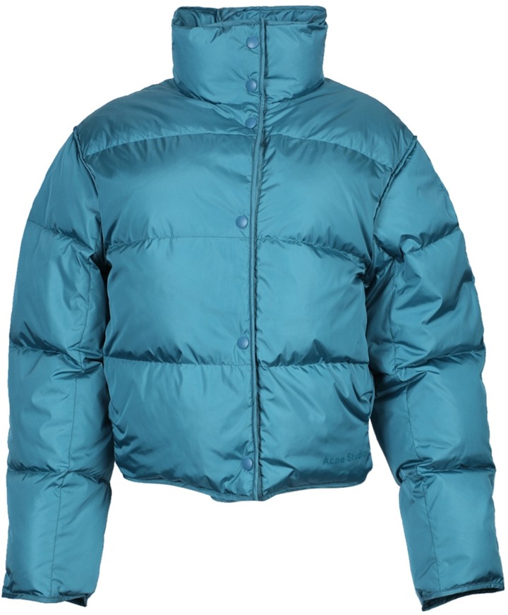 Acne Studios High Neck Puffer Jacket Ocean Blue - ShopStyle