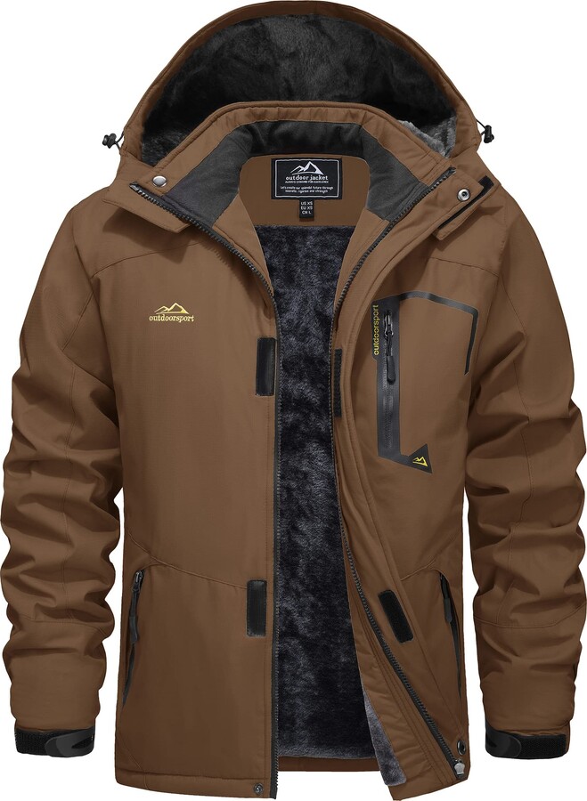 EKLENTSON Mens Waterproof Fleece Lined Jacket Skiing Winter Windproof ...