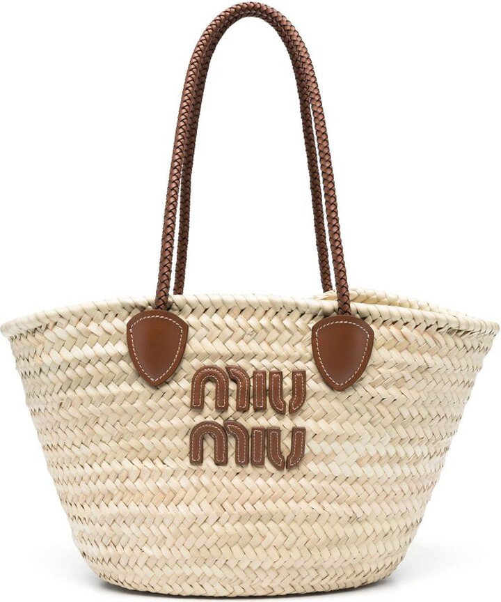 Miu Miu logo-patch tote bag - ShopStyle