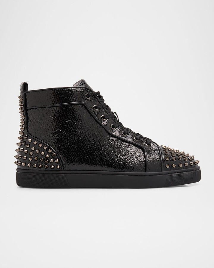 Christian Louboutin Men's Lou Spikes 2 Leather High-Top Sneakers ...