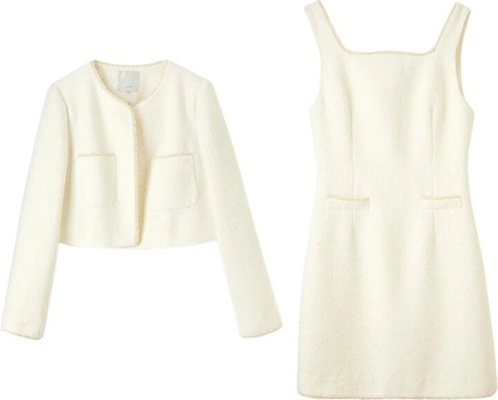 Generic Women Set Outfits Elegant Beading Trim Jacket and Mini Dress ...