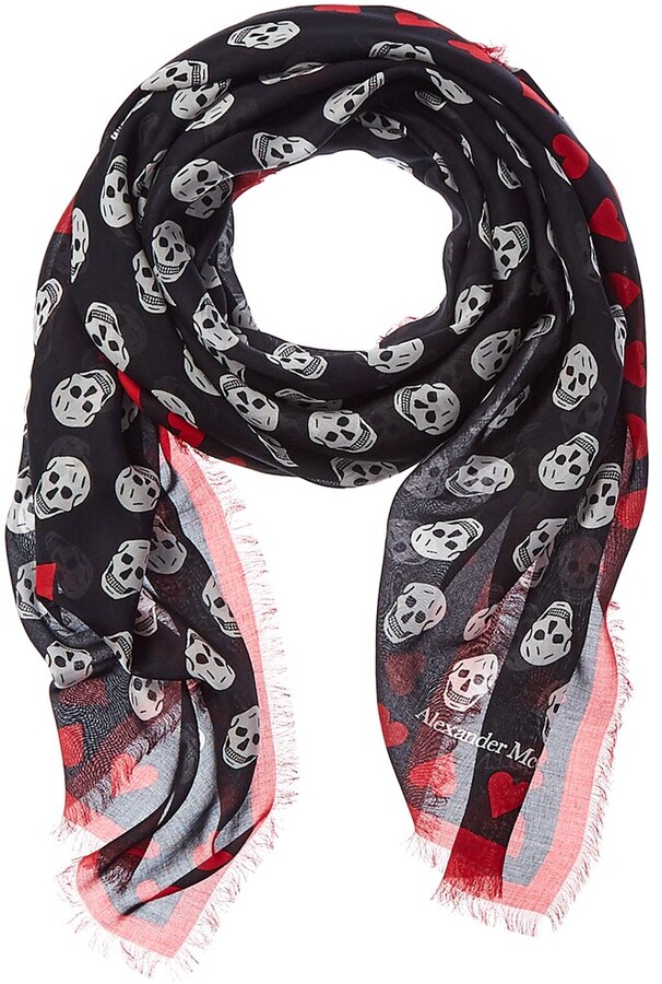 Alexander McQueen Heart Biker Skull Scarf - ShopStyle Scarves & Wraps