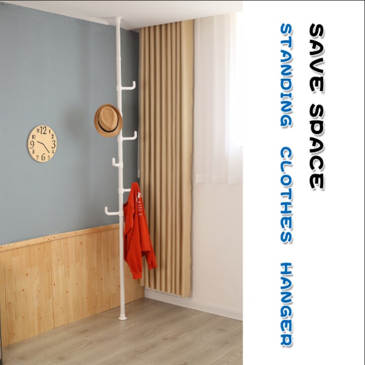 Simplie Fun Ceiling-to-Floor Tension Rod Drying Rack & Storage ...