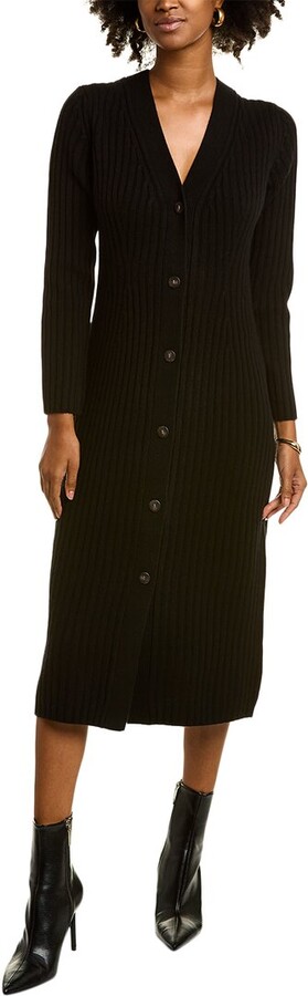 Vince Ribbed Button Wool & Cashmere-Blend Midi Dress - ShopStyle