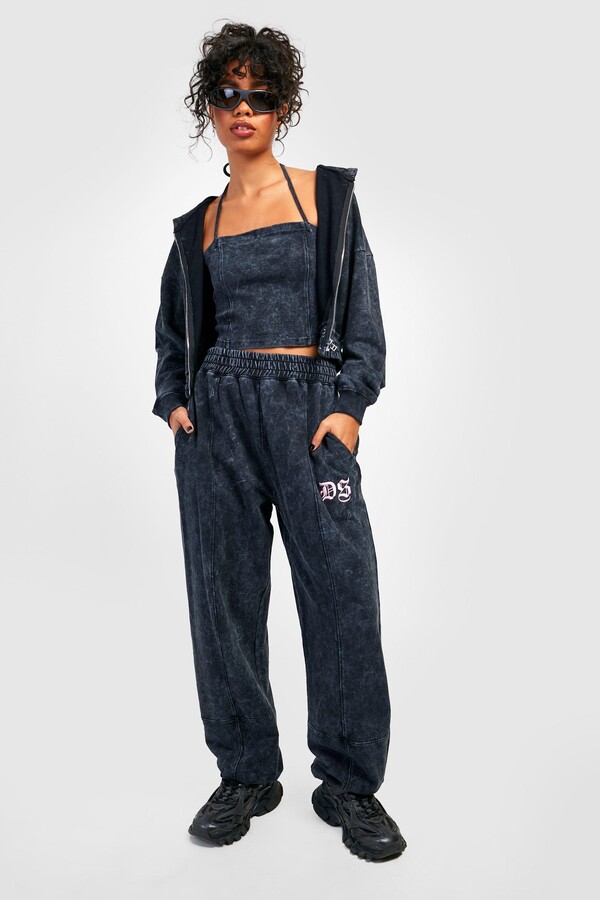 boohoo Acid Wash 3 Piece Corset Tracksuit - ShopStyle Tops