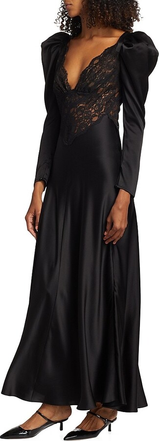 Rodarte Embellished Satin Puff-Sleeve Gown - ShopStyle Evening Dresses