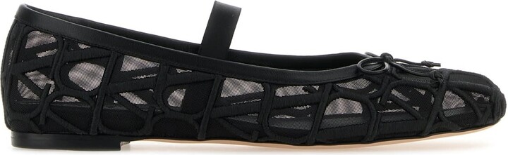 Valentino Garavani Toile Iconographe And Mesh Ballerinas - ShopStyle Flats