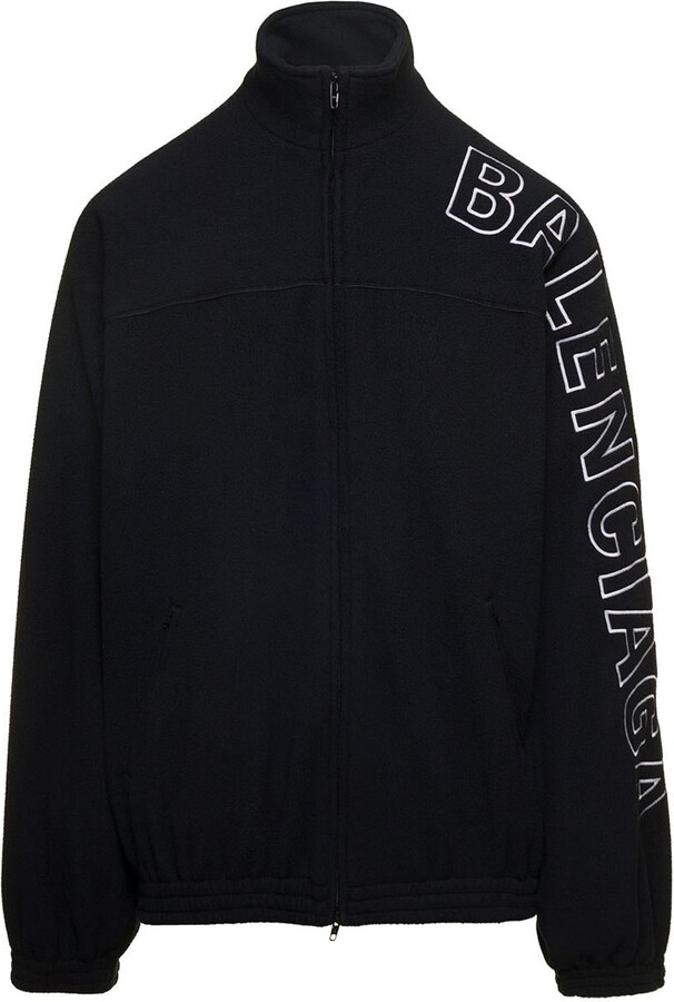 Balenciaga Black Oversized Jacket with Turtleneck and Contrasting ...