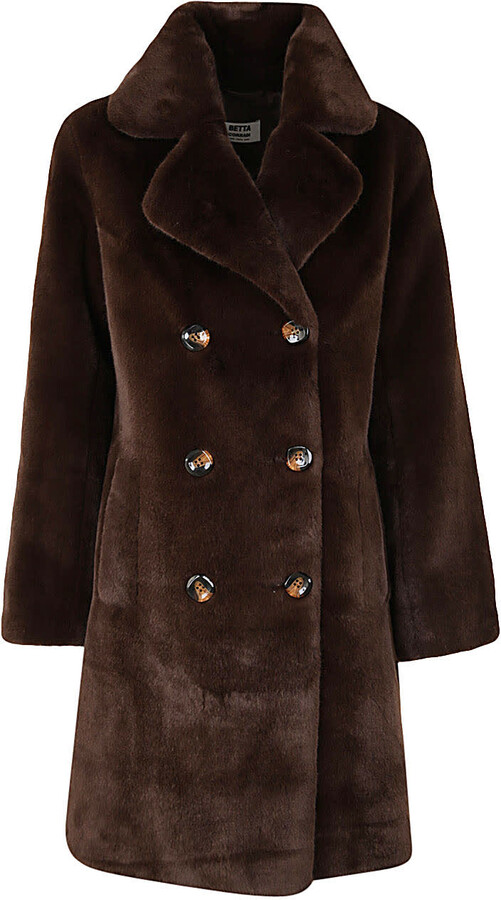 Betta Corradi Double Breasted Coat With Half Belt - ShopStyle